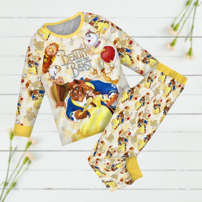 Beauty and the Beast Christmas Pajamas, Princess Belle and Beast Matching Pajamas Set, Disney ...