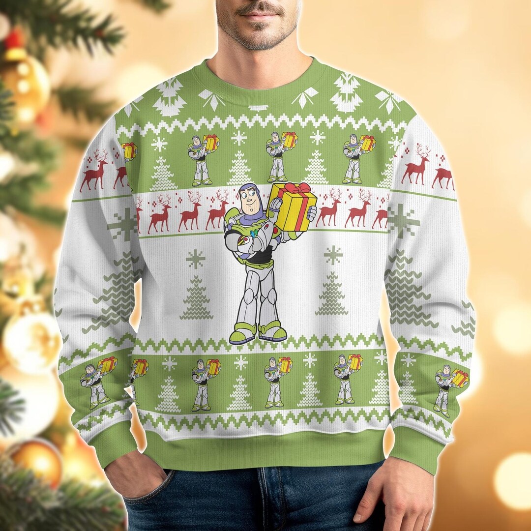 Buzz Lightyear Christmas Ugly Sweater, Disney Movie Cartoon Xmas ...