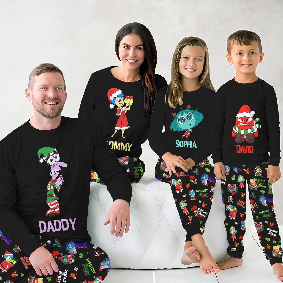 Inside Out Characters Family Pajamas Set, Disney Movie Cartoon Holiday ...