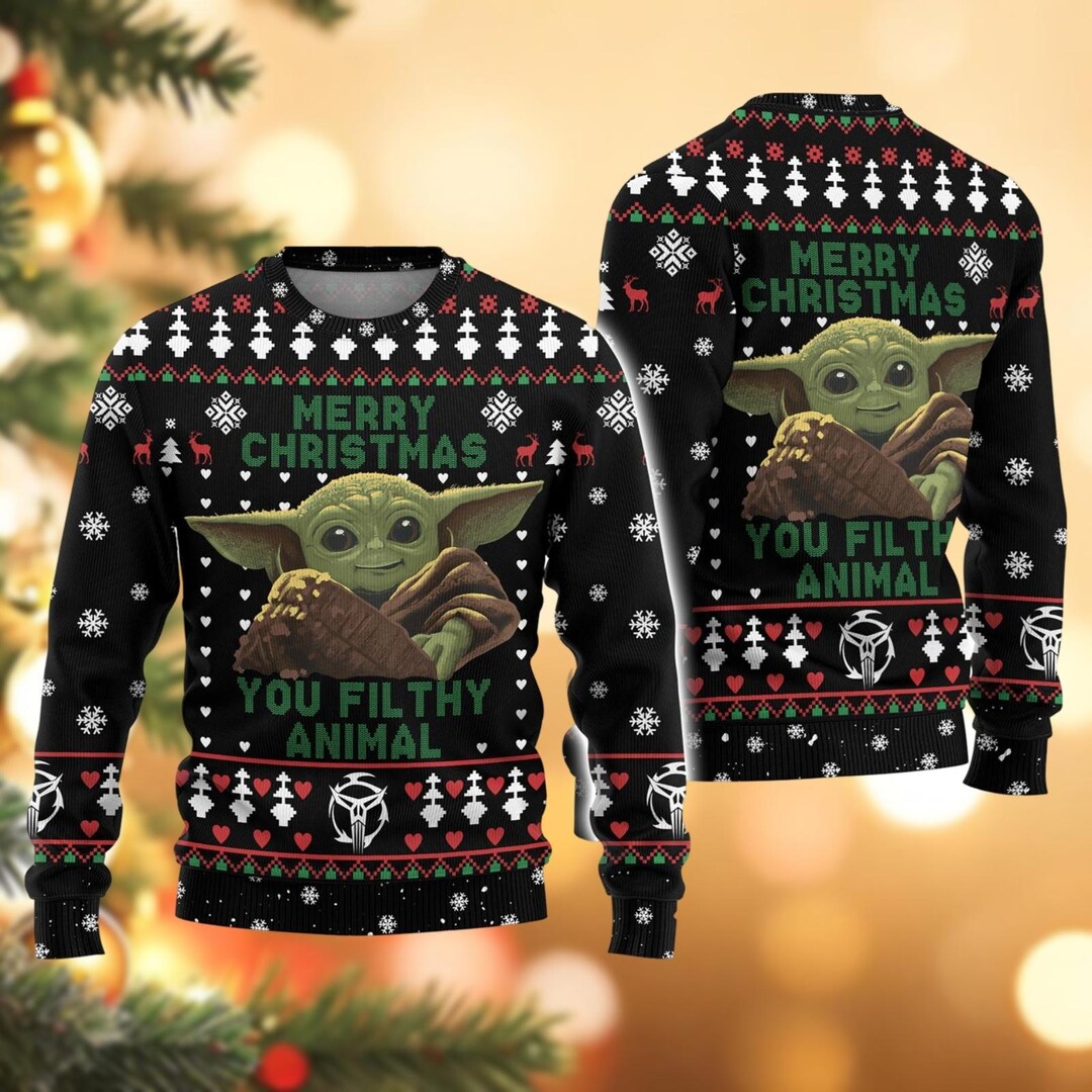 Baby Yoda Ugly Christmas Sweater, Star Wars Family Sweater, Merry ...