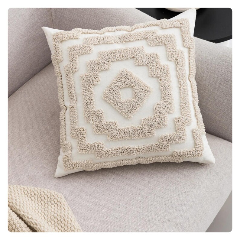 Beige Cushion Cover Boho Chic Style Minimalist Beige Timeless and Chic ...