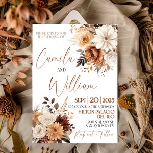 Rust Wedding Invitation Fall Boho Wedding Invitation Suite Burnt Orange ...