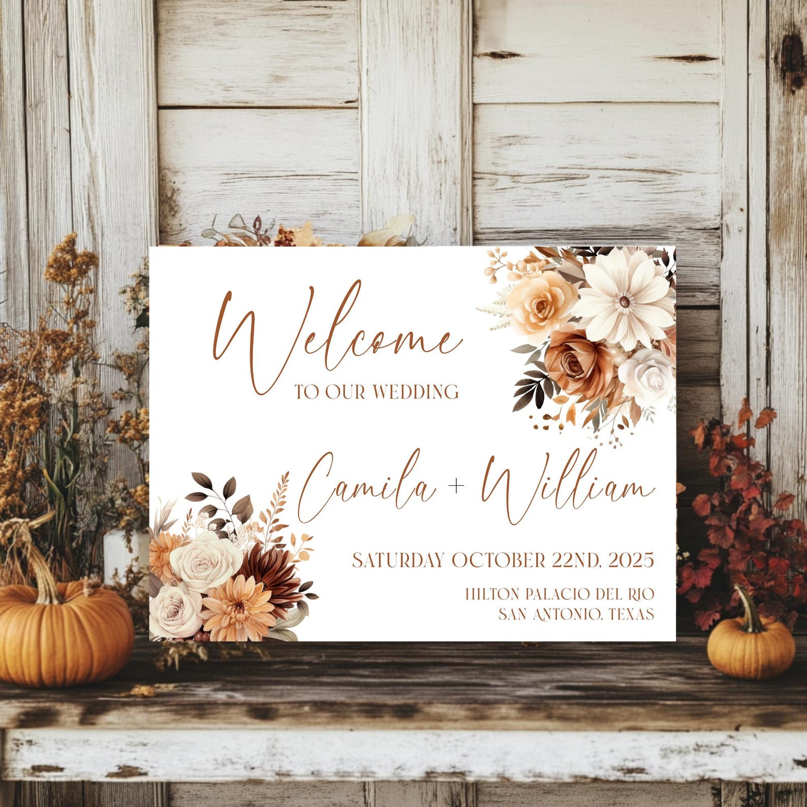 Boho Fall Wedding Signs, Terracotta Wedding Welcome Sign, Boho Theme ...