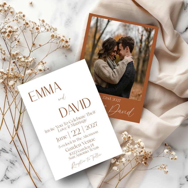 Simple Fall Wedding Invitation Qr Code Rsvp, Fall Wedding Invitation ...