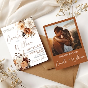 Rust Wedding Invitation Fall Boho Wedding Invitation Suite Burnt Orange ...