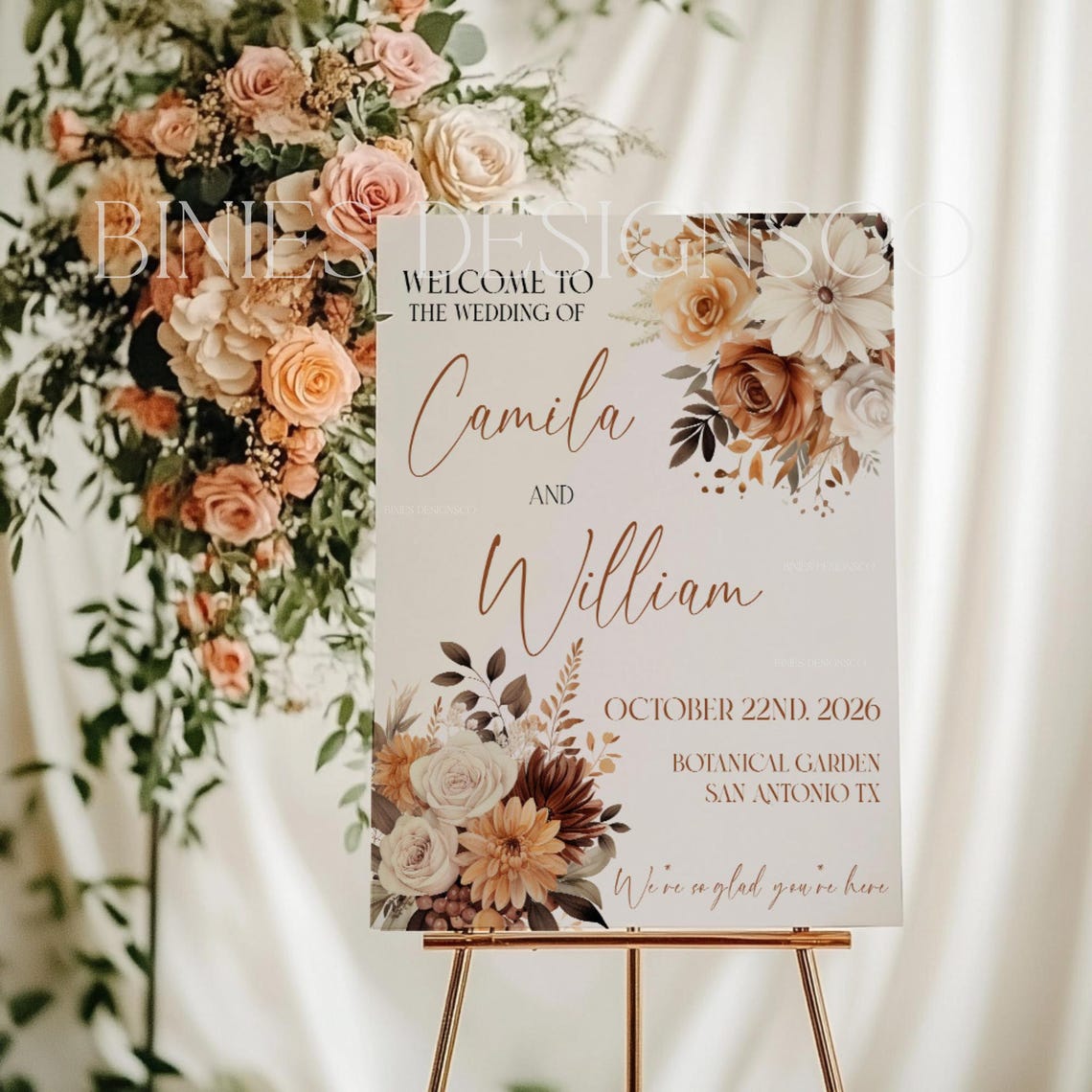 Wedding Sign Template Fall Wedding Welcome Sign Terracotta Boho Fall ...
