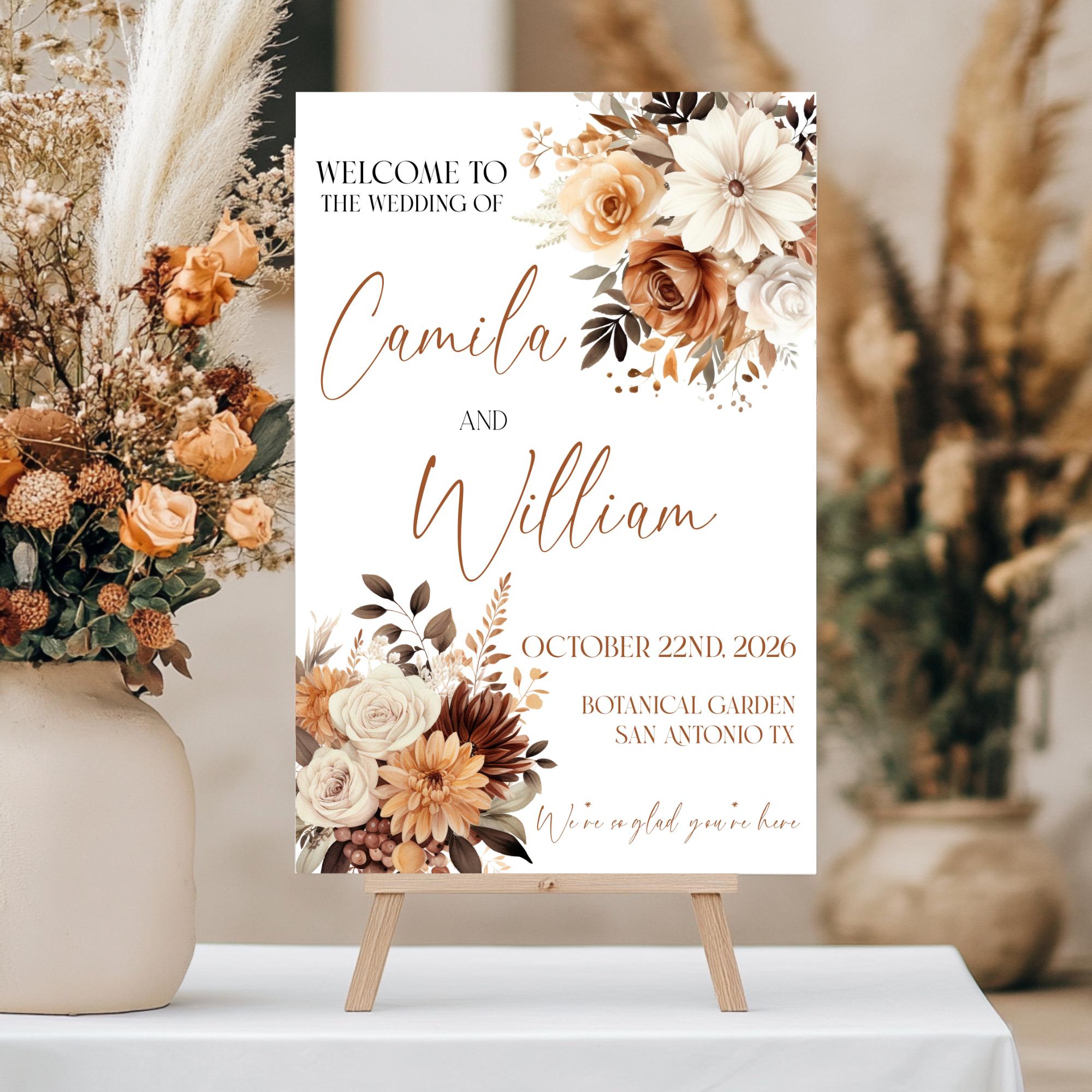 Wedding Sign Template Fall Wedding Welcome Sign Terracotta Boho Fall ...