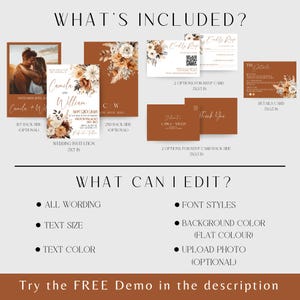 Rust Wedding Invitation Fall Boho Wedding Invitation Suite Burnt Orange ...
