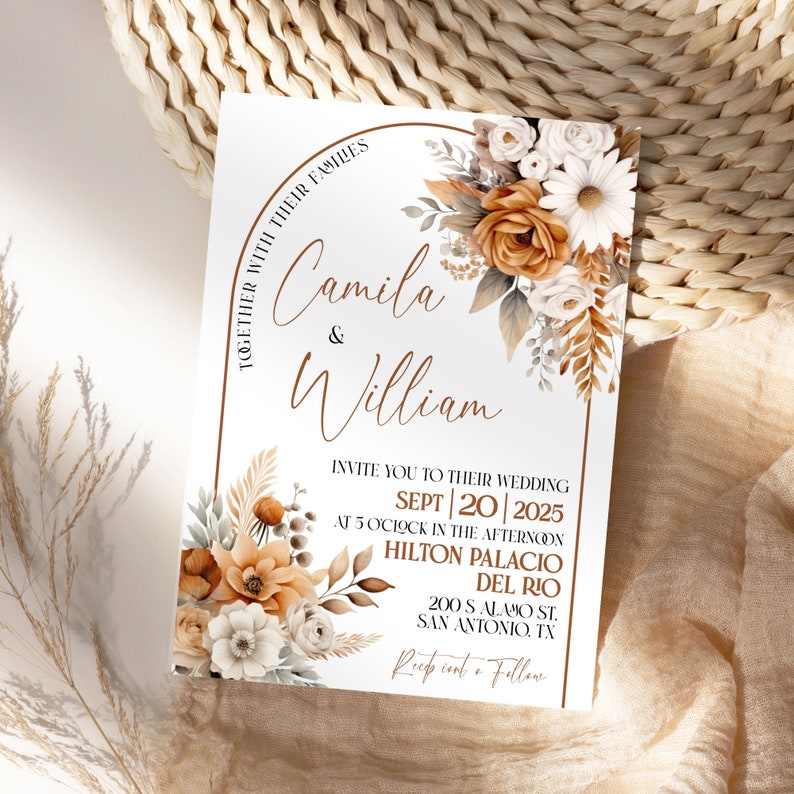 Fall Floral Wedding Invitations, Fall Rustic Wedding Invitation Suite ...