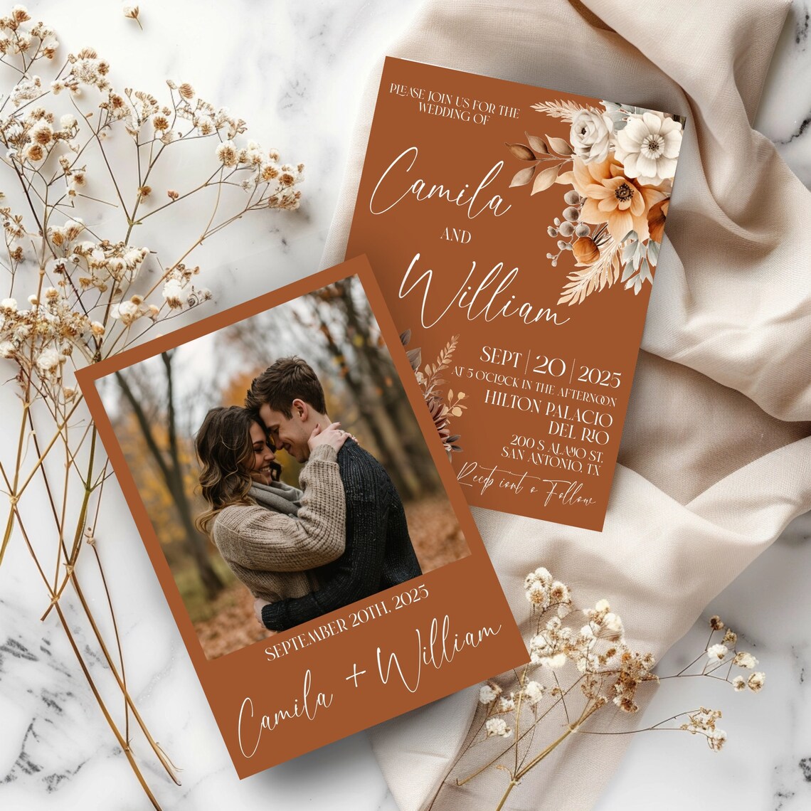 Terracotta Wedding Invitation, Fall Wedding Invitation Suite, Fall ...