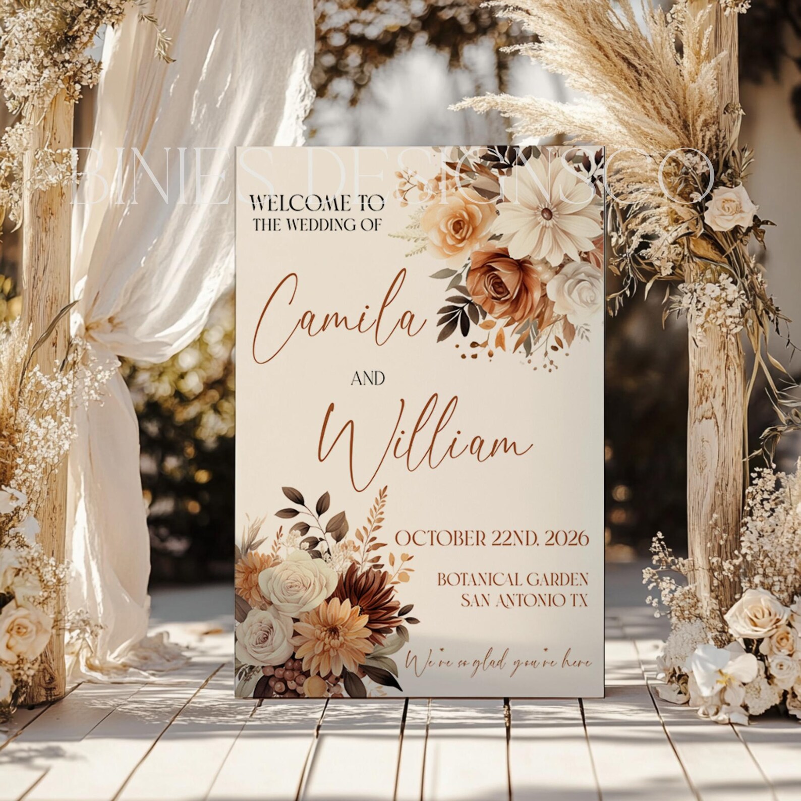 Wedding Sign Template Fall Wedding Welcome Sign Terracotta Boho Fall ...