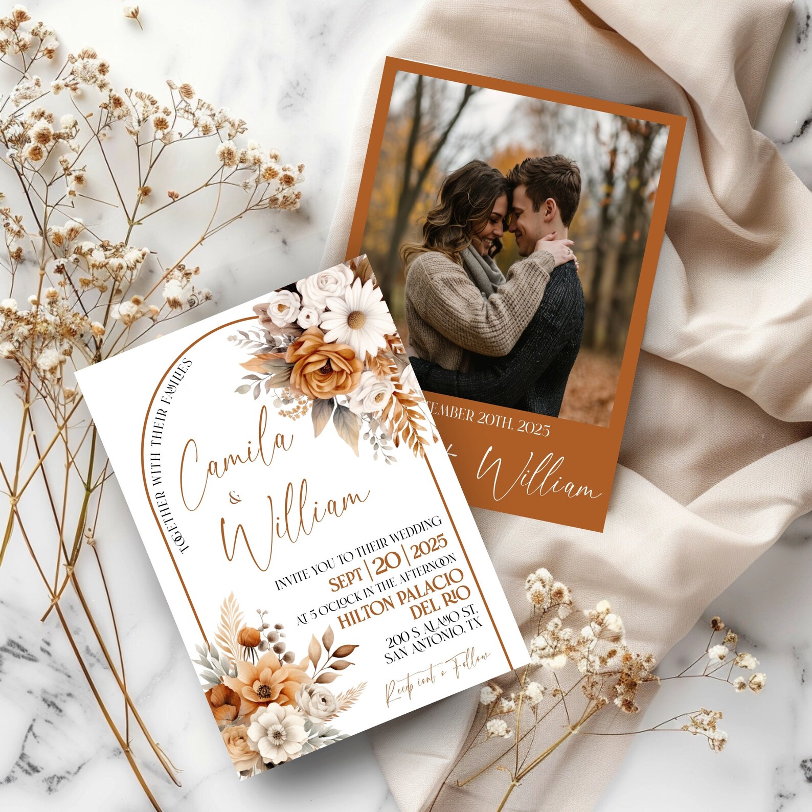 Fall Floral Wedding Invitations, Fall Rustic Wedding Invitation Suite ...