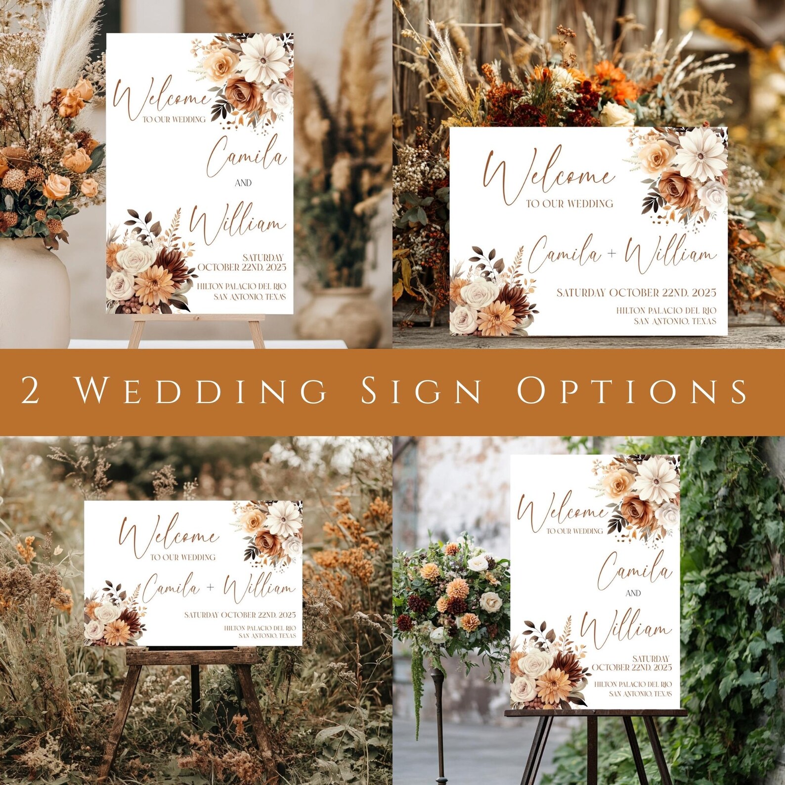 Boho Fall Wedding Signs, Terracotta Wedding Welcome Sign, Boho Theme ...