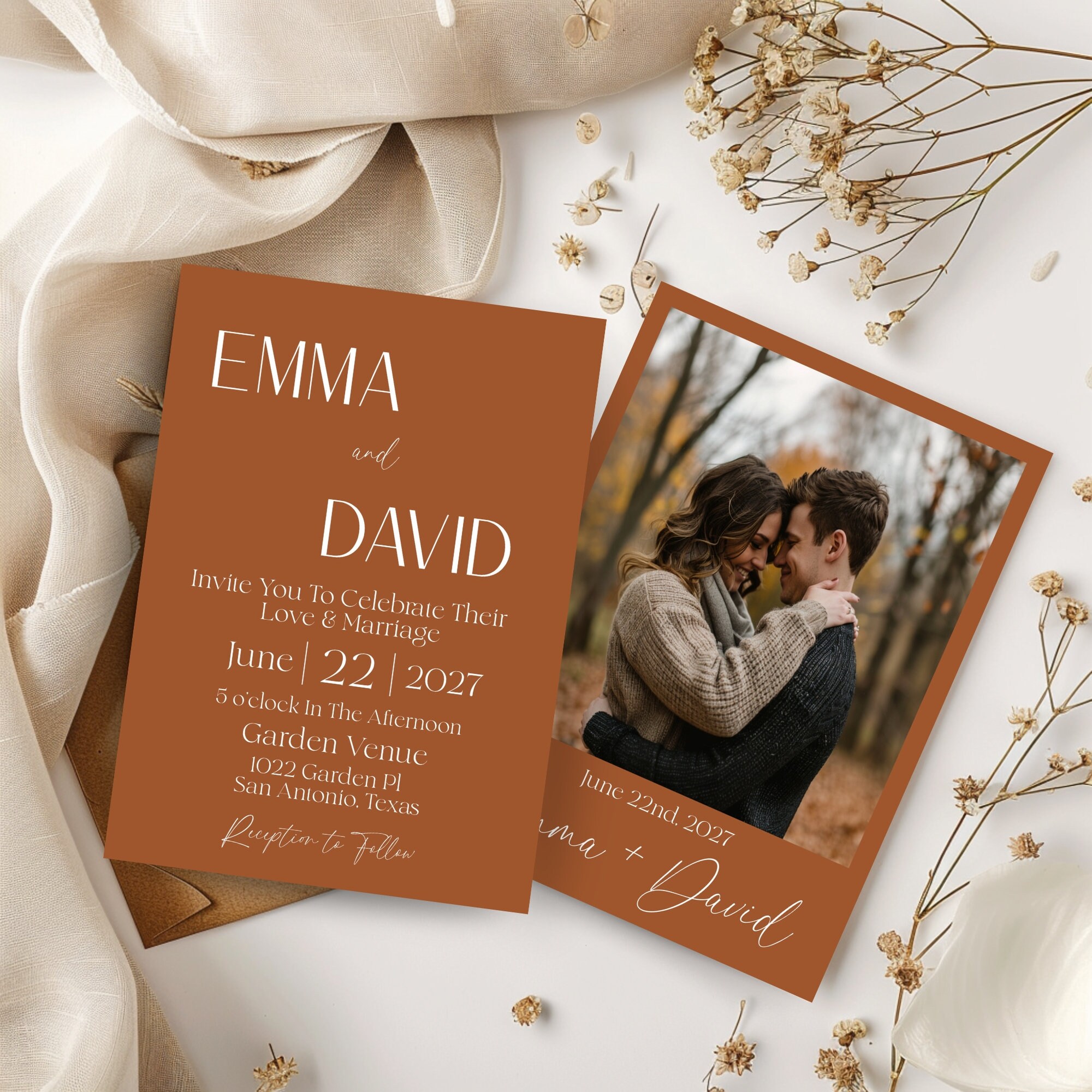 Simple Fall Wedding Invitation Suite, Rust Wedding Invitation ...