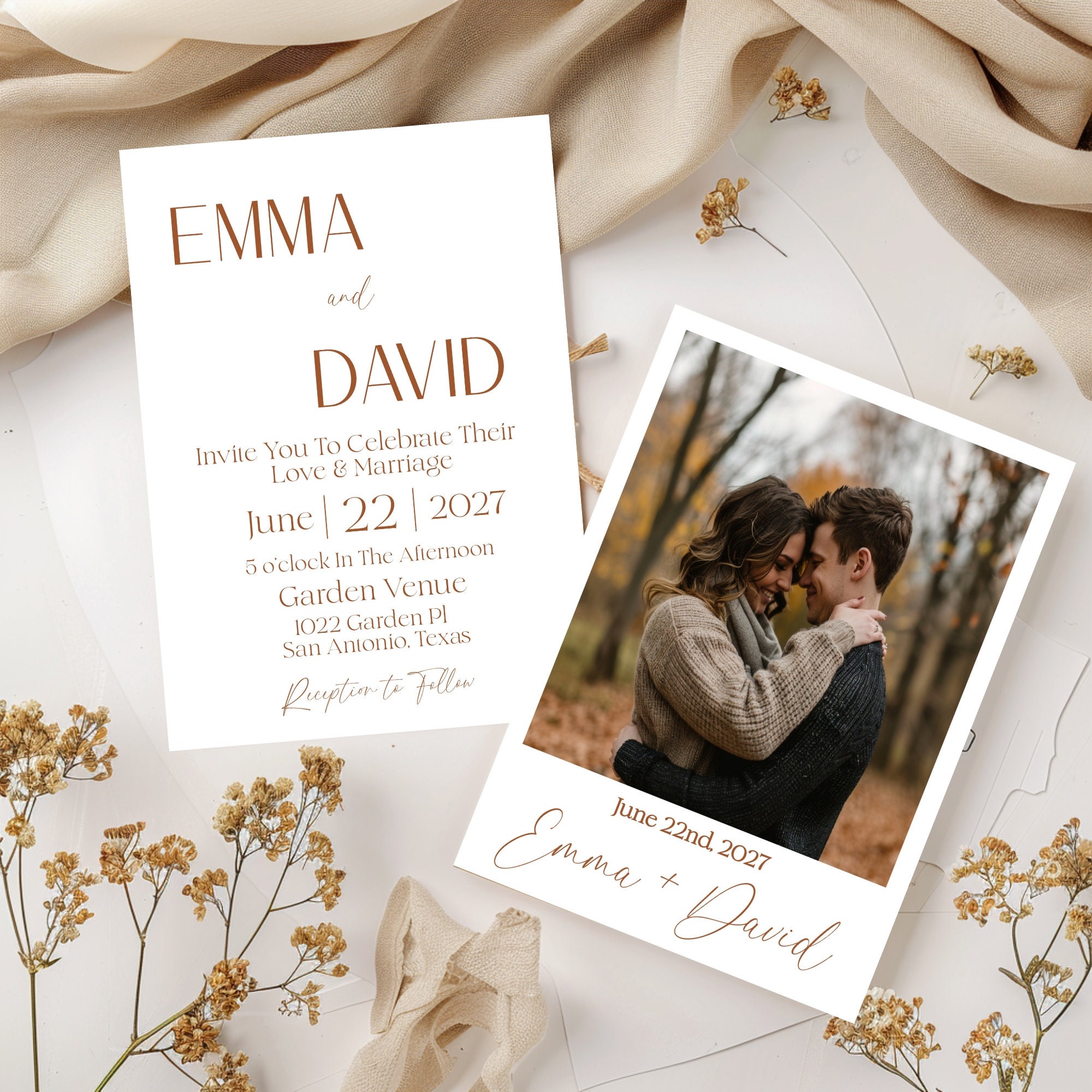 Simple Fall Wedding Invitation Qr Code Rsvp, Fall Wedding Invitation ...