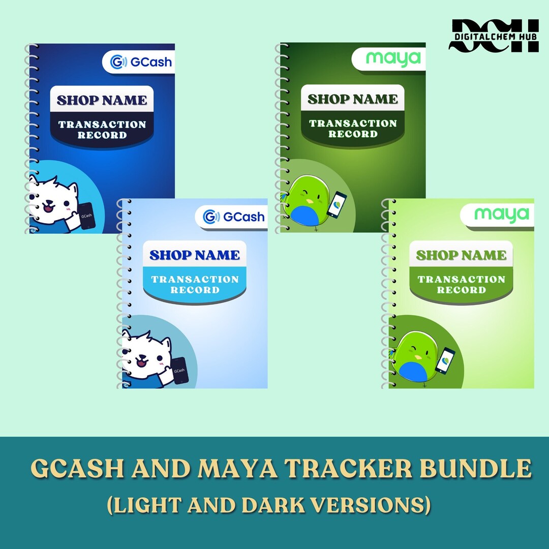 Gcash and Paymaya or Maya Transaction Records Tracker Bundle light and ...