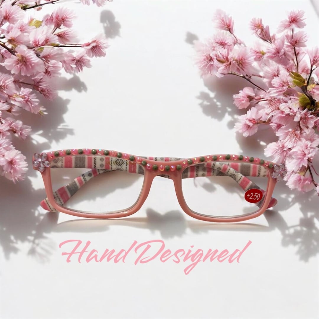 Pink-hand Designed-reading Glasses-women’s-assorted Strengths - Etsy