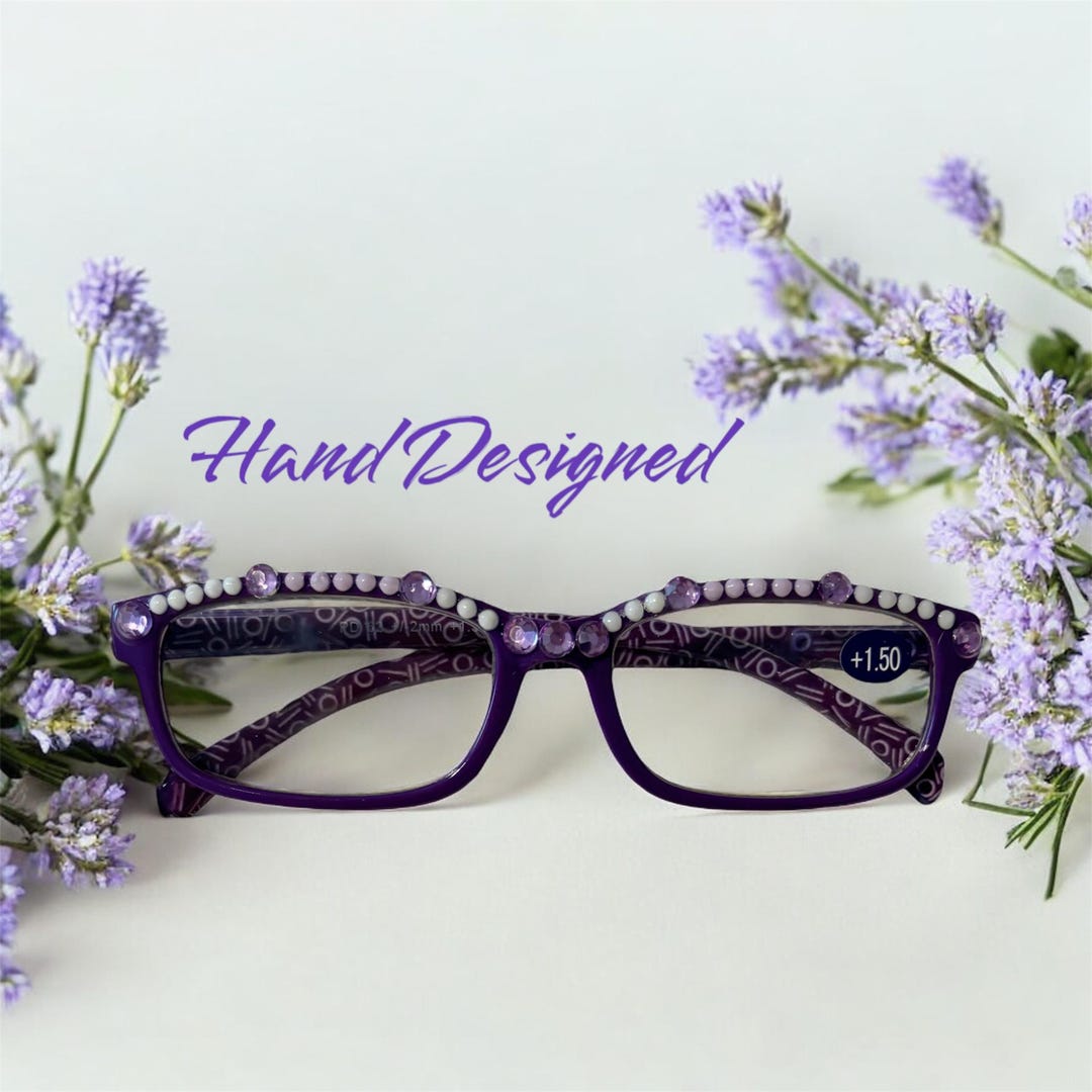 Purple-reading-glasses-hand-designed - Etsy