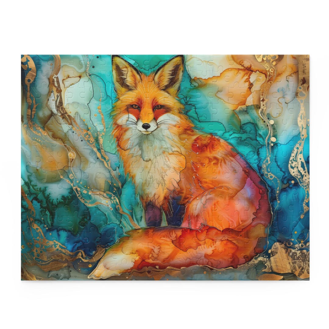 Fox Jigsaw Puzzle: Alcohol Ink Wildlife Art, Family Keepsake - Etsy