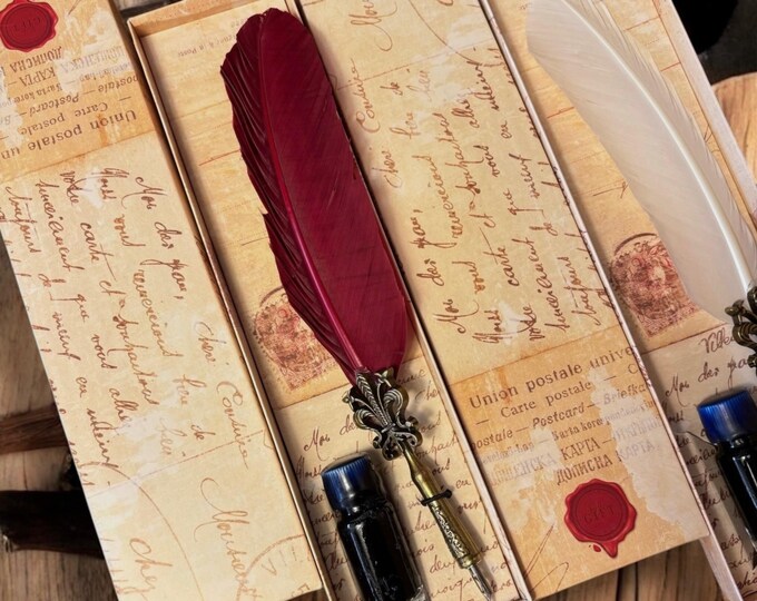 Vintage Feather Quill and Ink Set – Calligraphy Writing Gift Box - Etsy