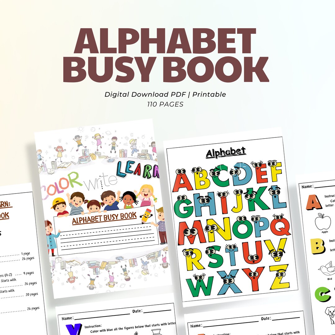 Interactive Alphabet Learning Bundle for Preschoolers Coloring ...