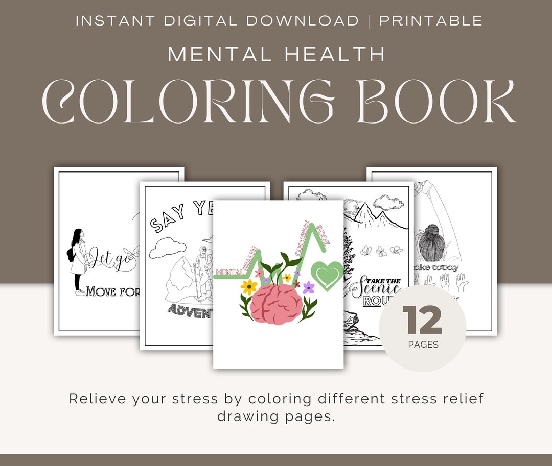 Mental Health Coloring Book Mental Health Coloring Pages Stress Relief ...