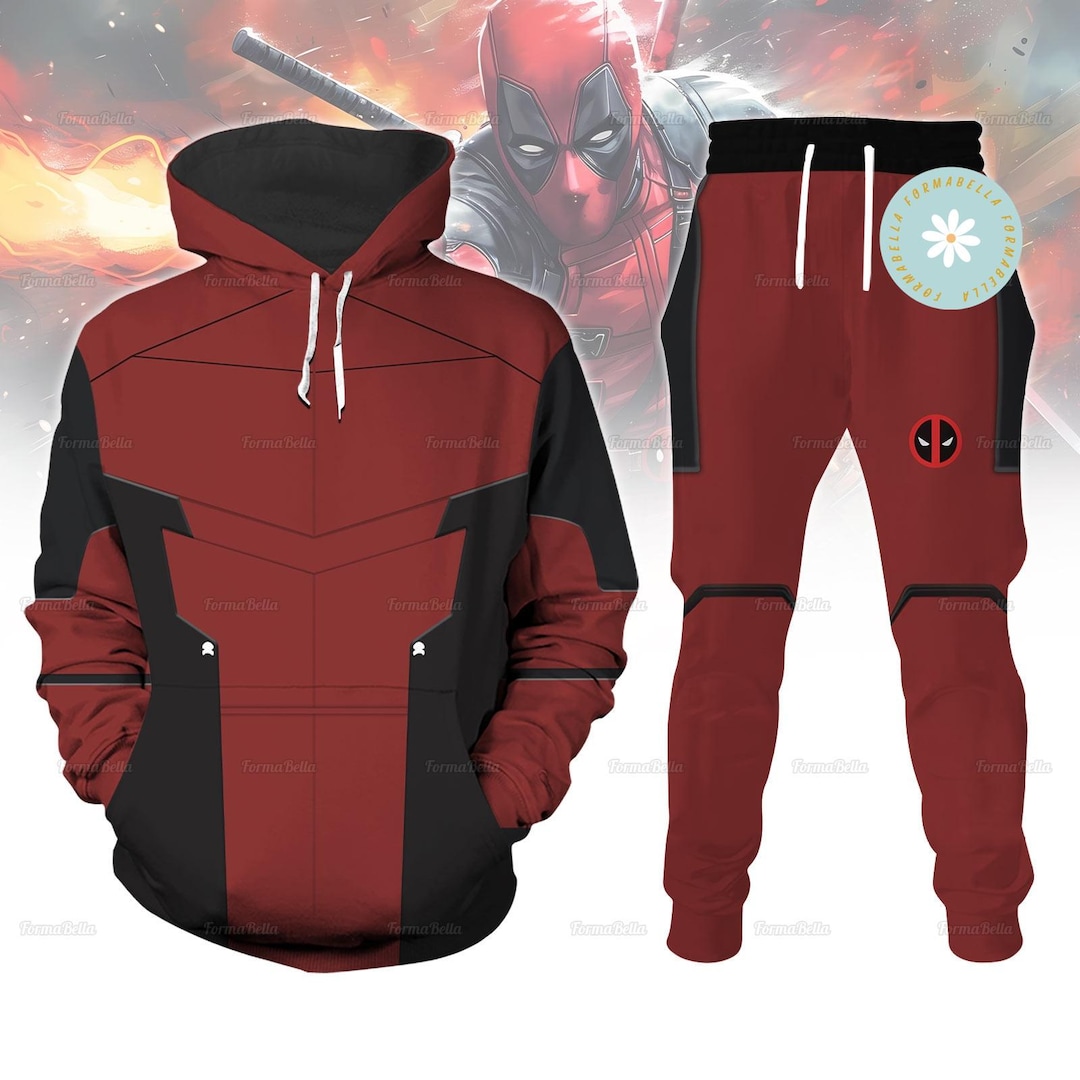 Deadpool Costume Hoodie, Marvel Deadpool Jogger Pants, Deadpool Outfit ...