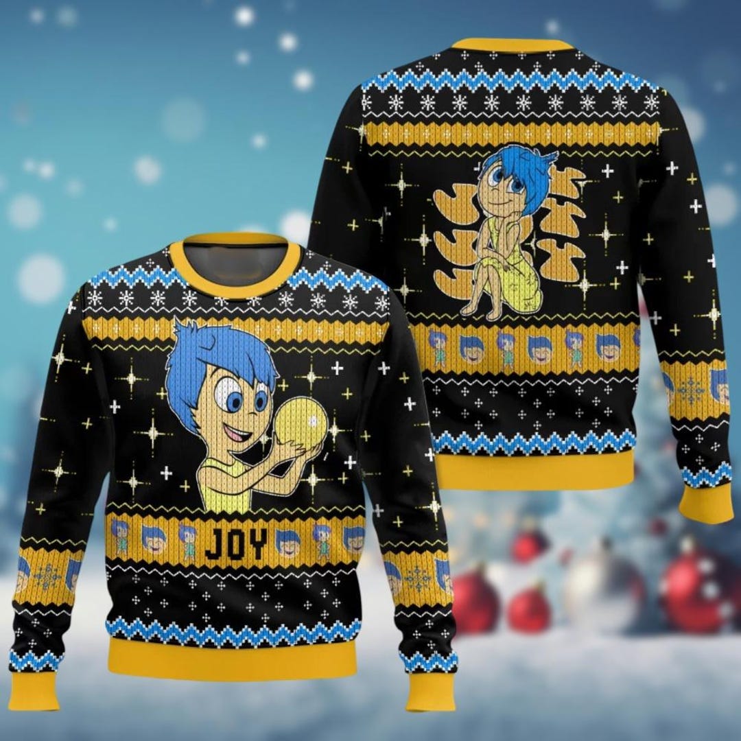 Joy Inside Out Ugly Sweater, Inside Out 2 Xmas Sweater, Disney Pixar ...