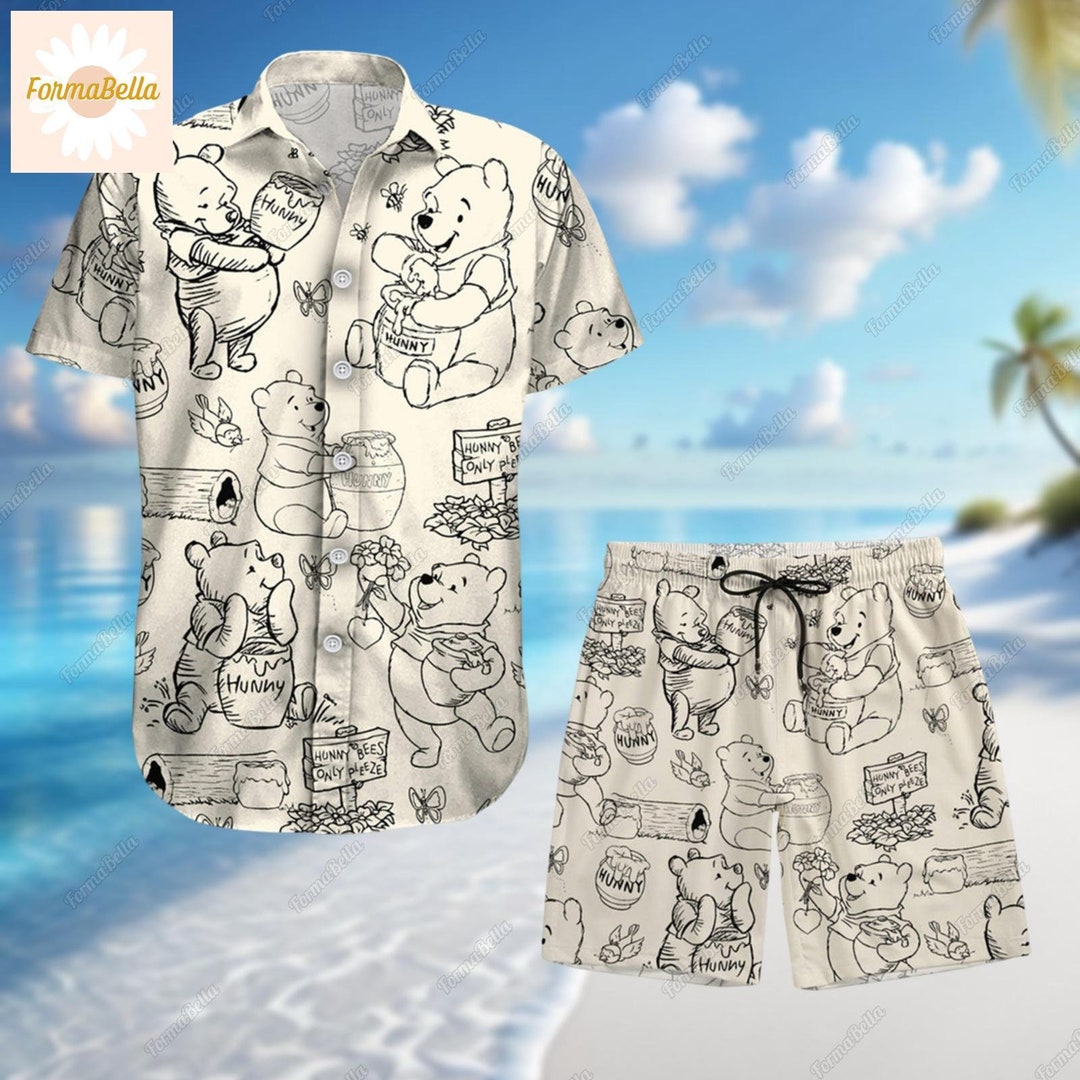 Halloween Pooh Hawaiian Shirt, Pooh Bear Button Shirt, Pooh Mens Shorts ...