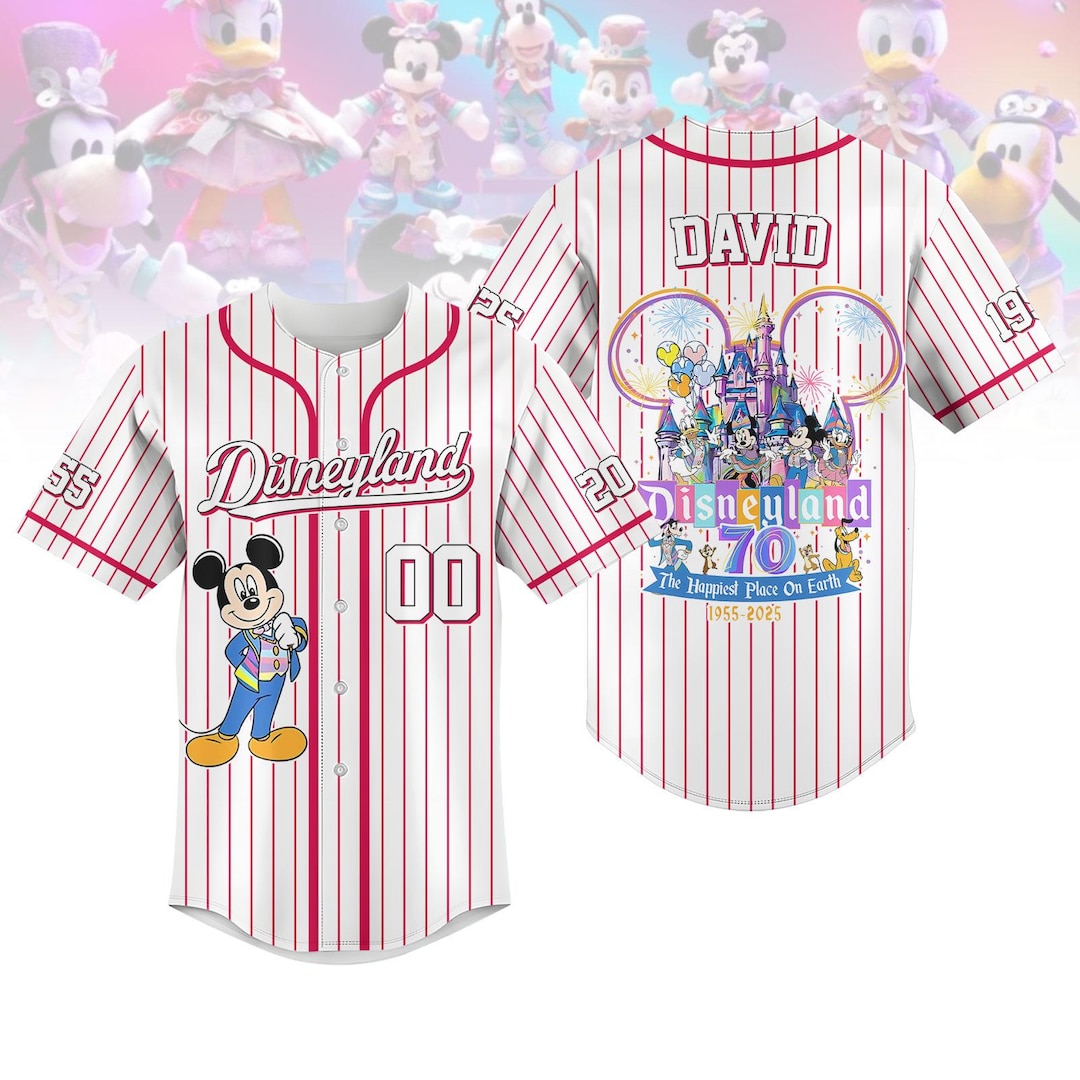 Disneyland 70th Anniversary Baseball Jersey, Custom Disney Mickey Mouse ...