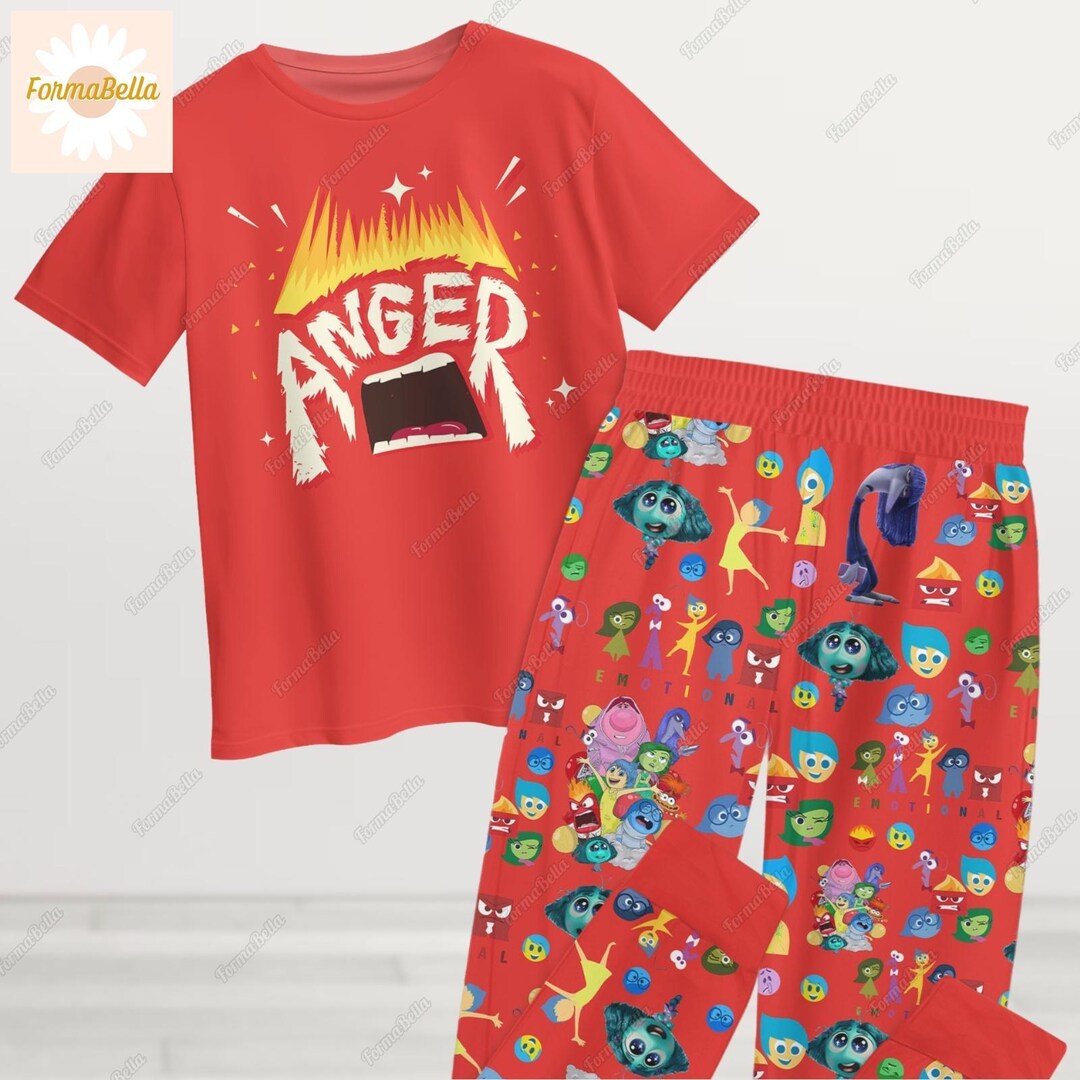 Halloween Anger Inside Out Pajamas Set, Inside Out Movie Pajama, Mental ...