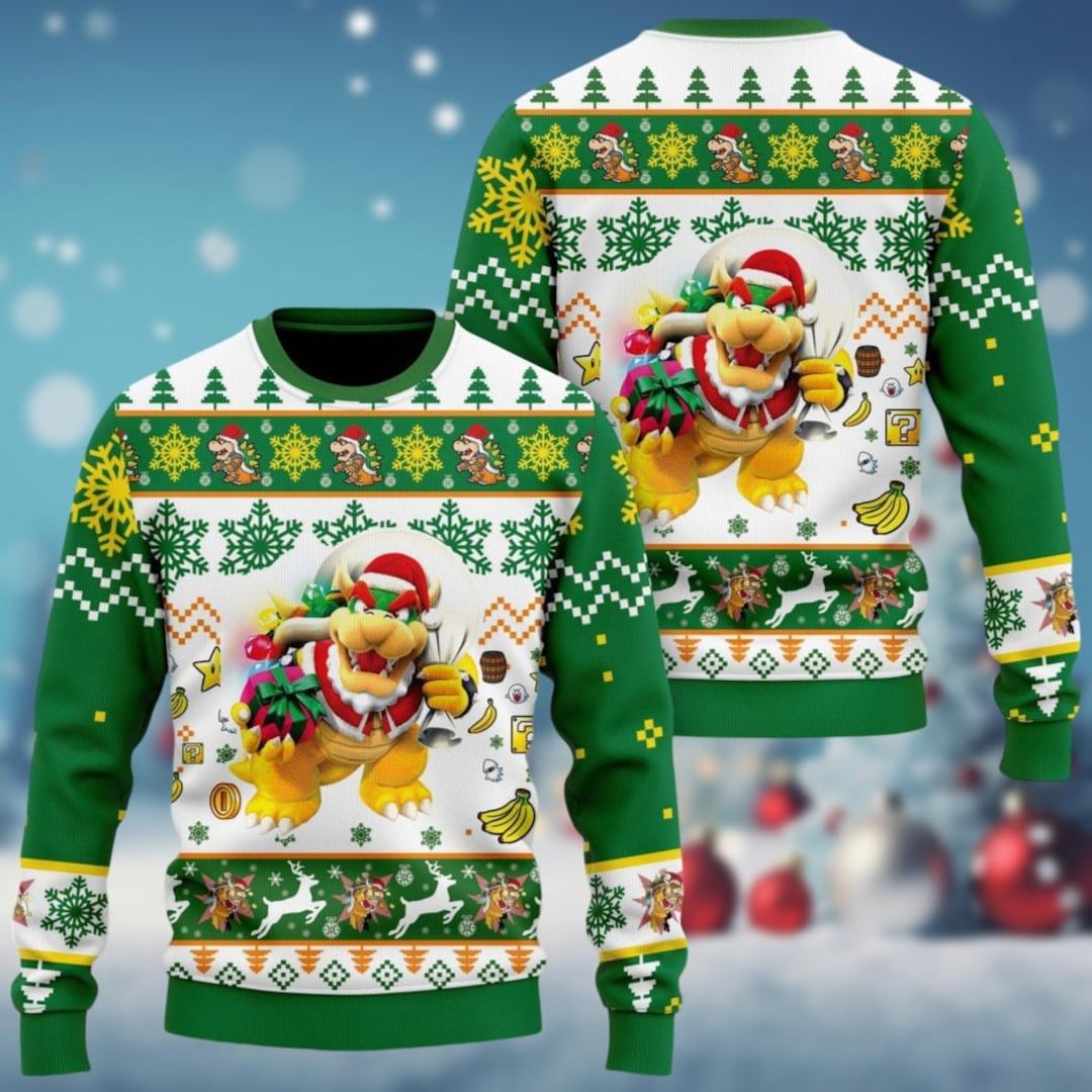 Super Mario Bowser Christmas Sweater, Video Game Holiday Sweater ...