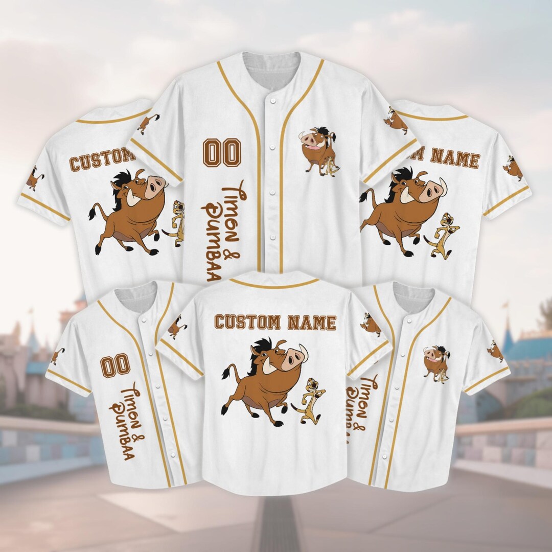 Custom Timon and Pumbaa Lion King Baseball Jersey, Hakuna Matata Disney ...