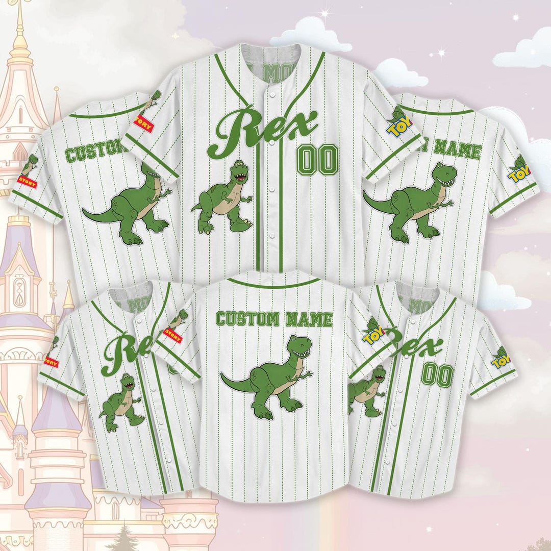 Custom Rex Toy Story Baseball Jersey, Dinosaur Disney Shirt, Toy Story ...