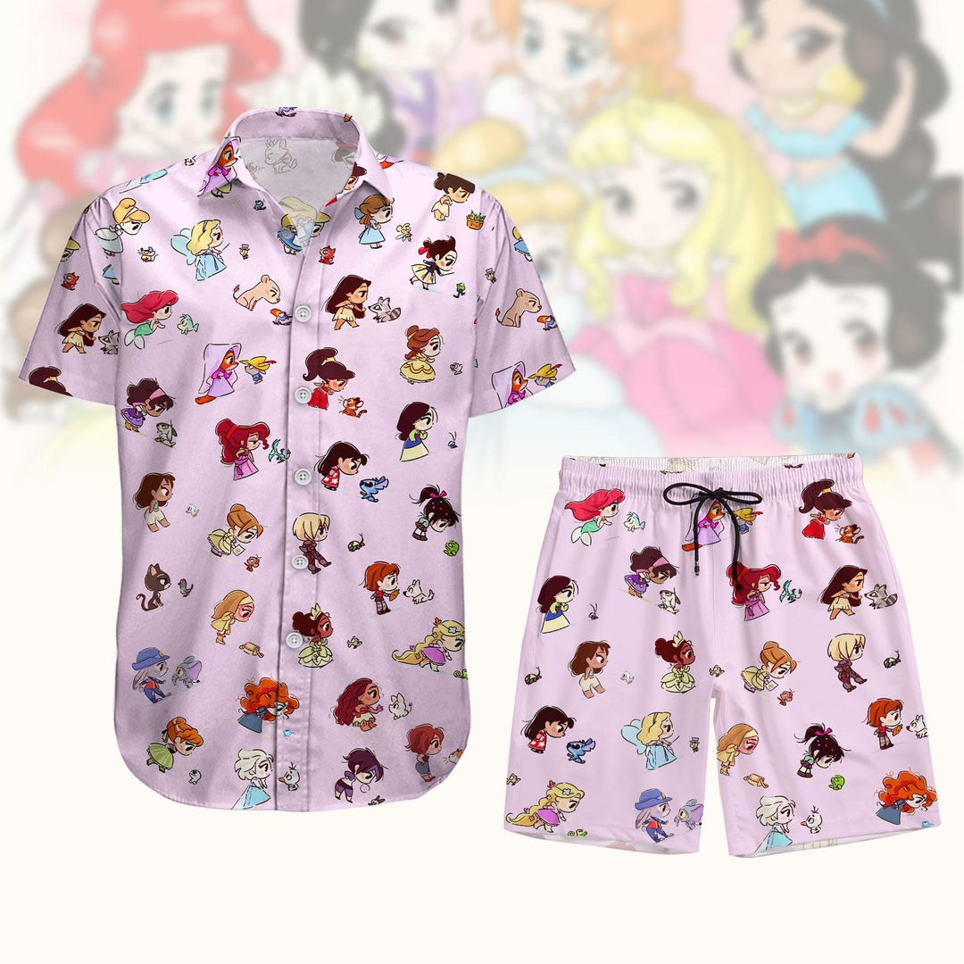 Disney Princess Button Shirt Shorts, Princess Summer Outfit, Disney ...