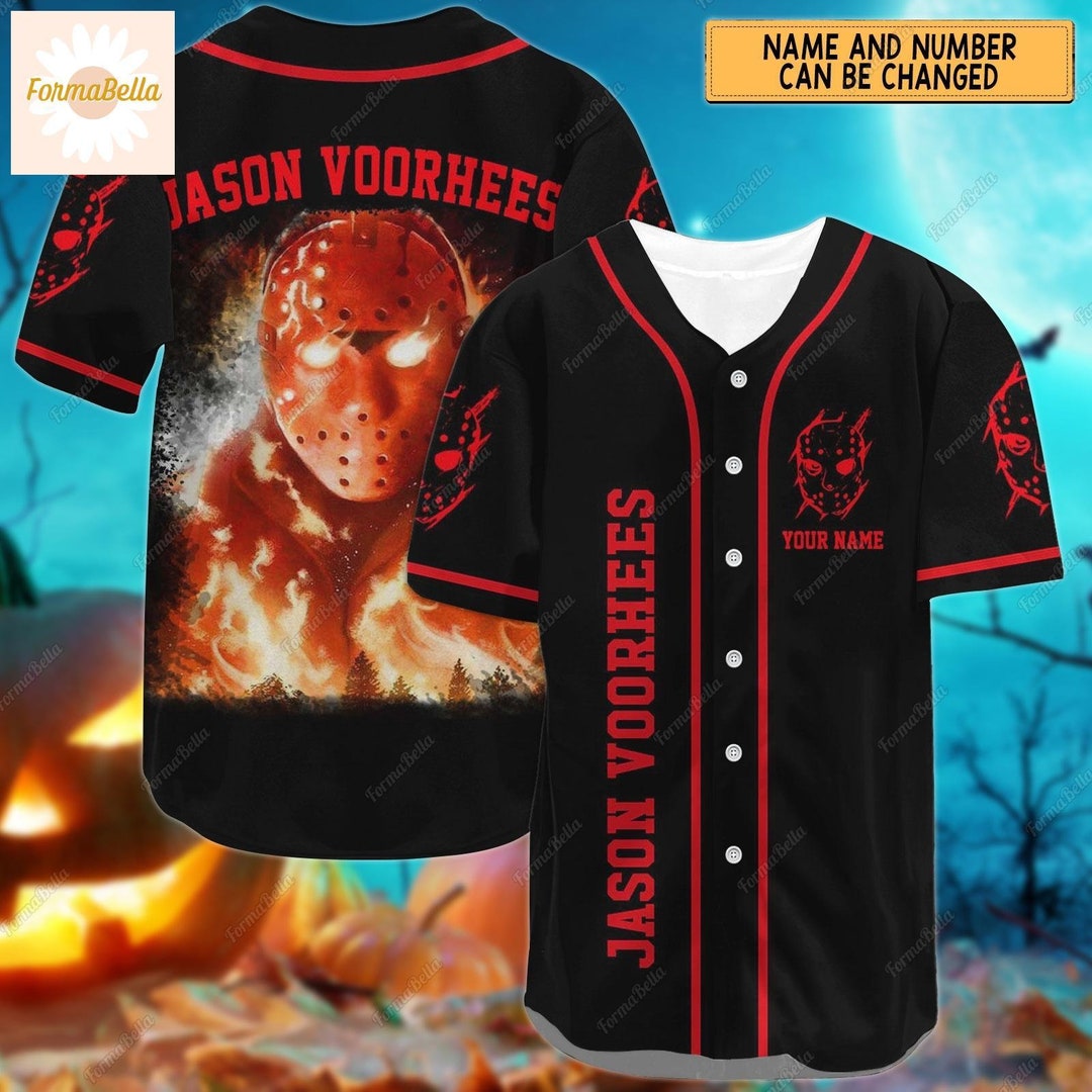 Jason Voorhees Baseball Jersey, Custom Horror Baseball Shirt, Horror ...