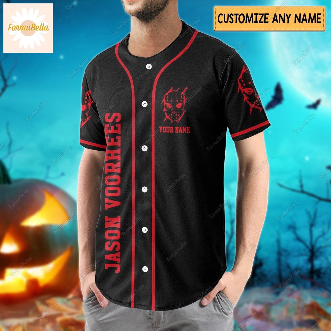 Jason Voorhees Baseball Jersey, Custom Horror Baseball Shirt, Horror ...
