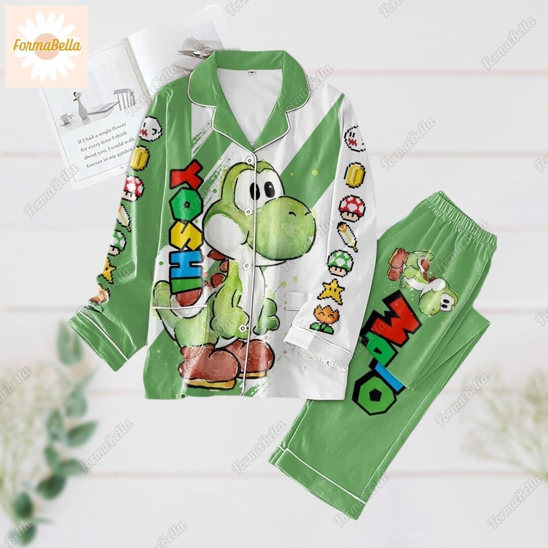 Halloween Yoshi Mario Pajamas Set, Supper Mario Pajamas, Super Mario ...