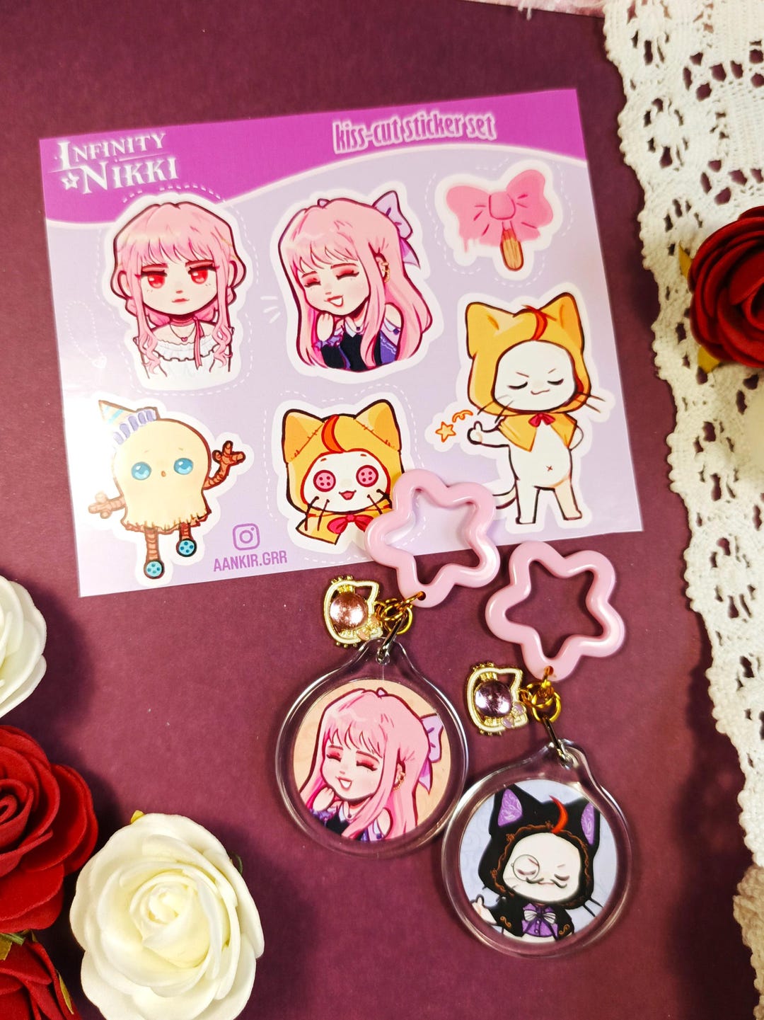 Nikki Circle Keychains and Kisscut Sticker Set - Etsy