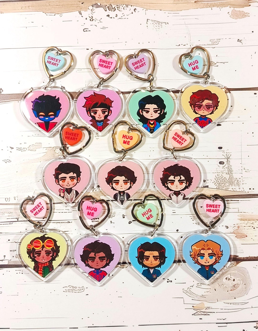 Mixed Fandoms Acrylic Heart-shaped Keychains - Etsy