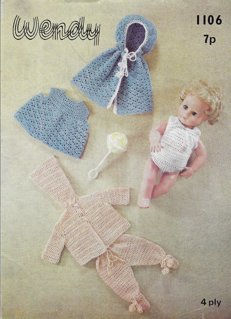 Vintage Crochet Pattern for Dolls Clothes Using 4 Ply Wool. Instant PDF ...