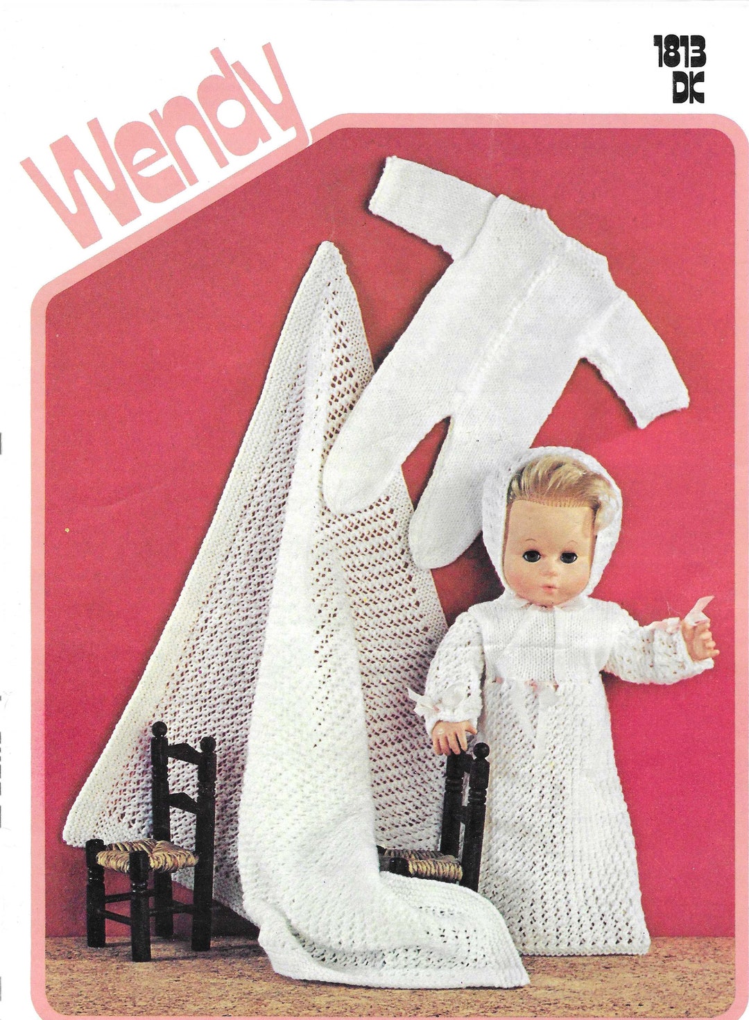 Dolls Nightgown, Sleepsuit, Bonnet and Shawl Knitting Pattern to Fit 14 ...