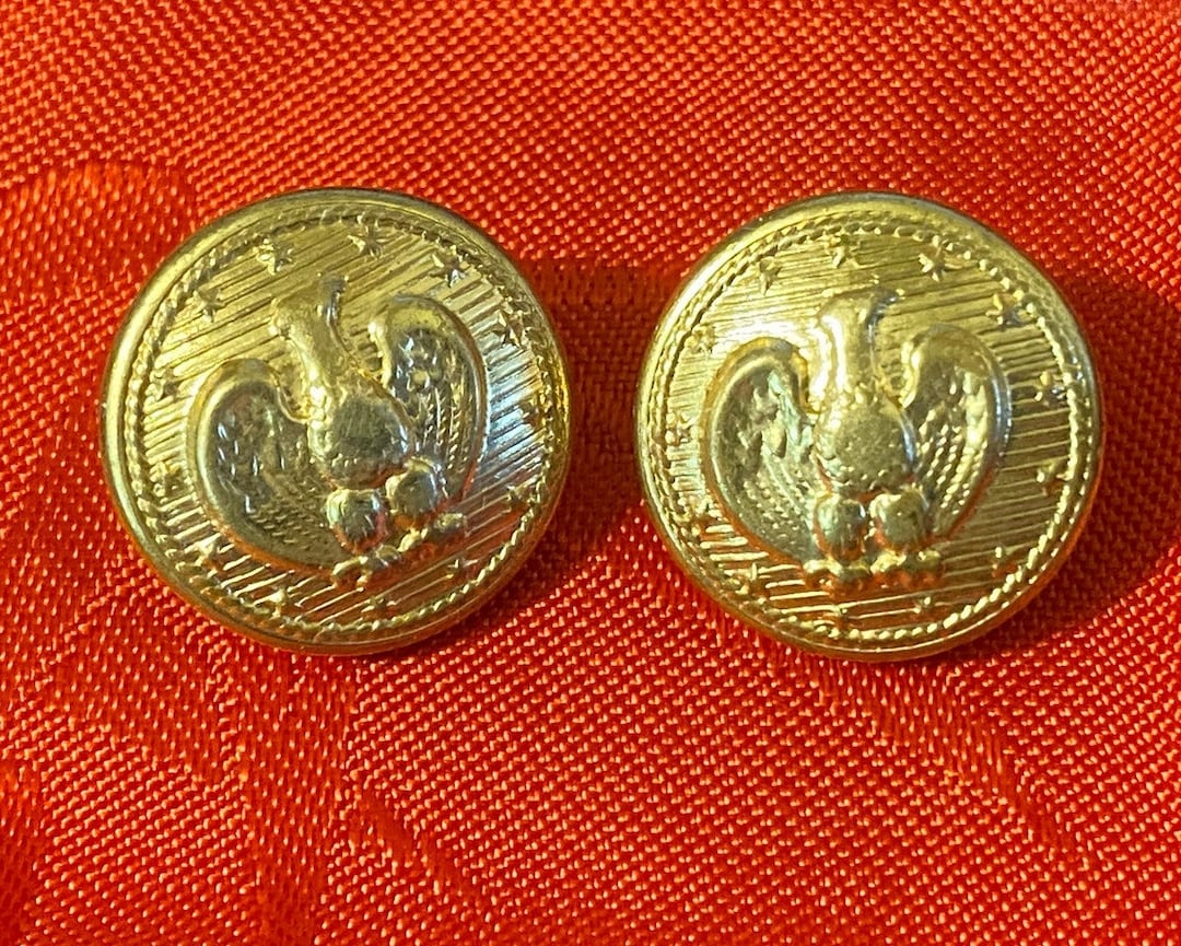 US Navy Uniform Buttons Gold Tone Eagle Anchor 13 Stars Militaria 15mm ...