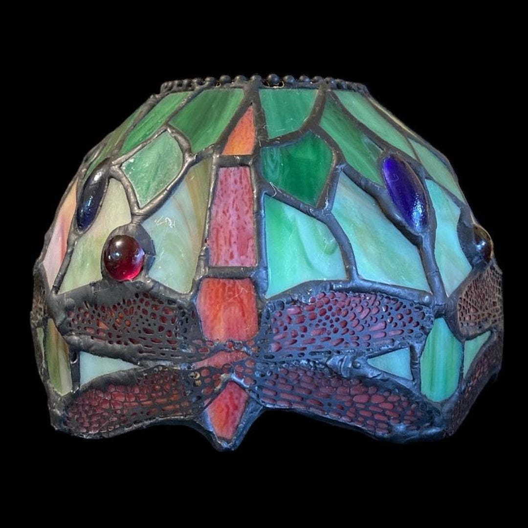 Tiffany Style Stained Glass Dragonfly Lamp Shade Small 5 Inches Vintage ...