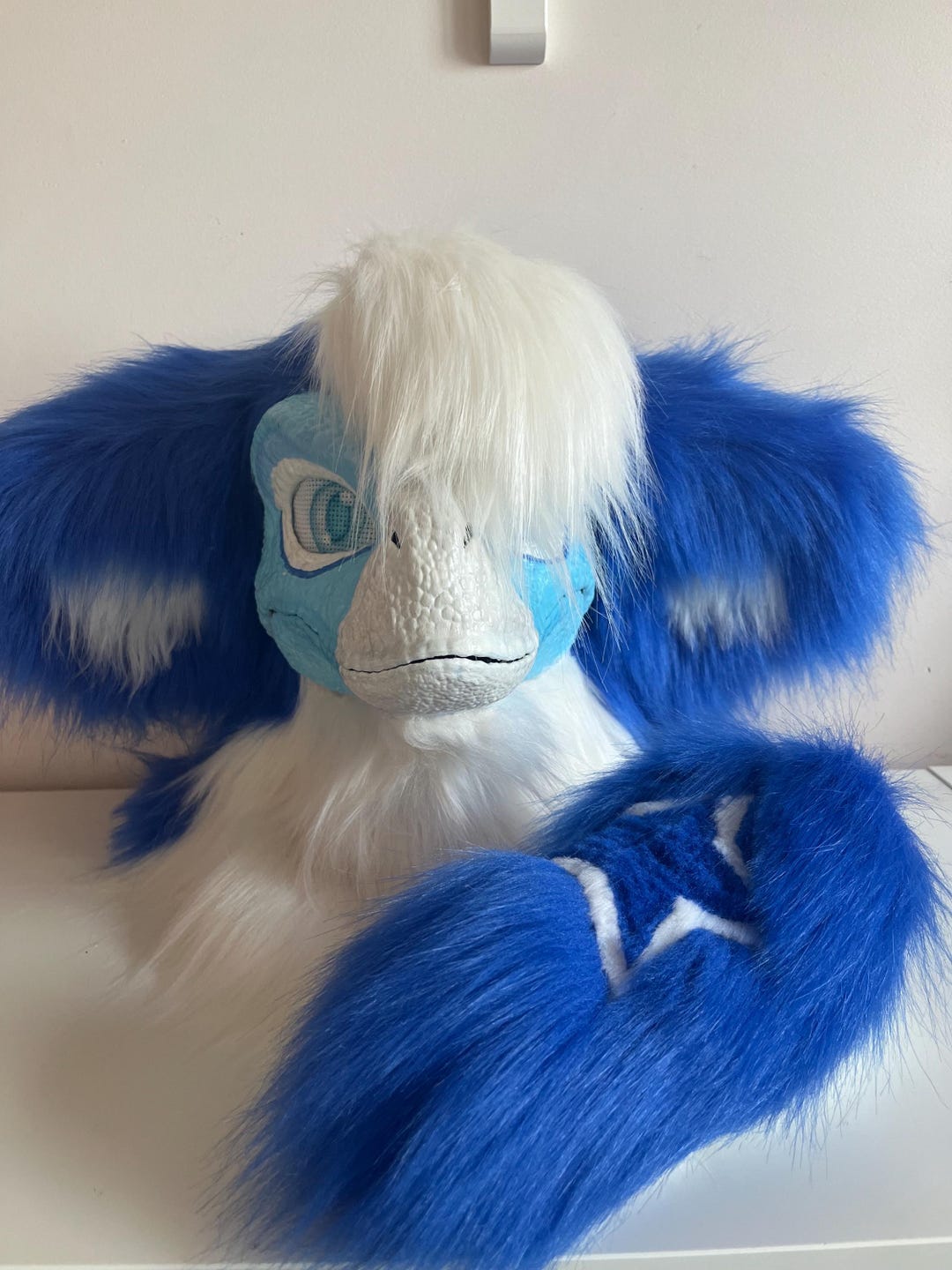 Furry Dino Mask Blue Dino Mask With Tail - Etsy