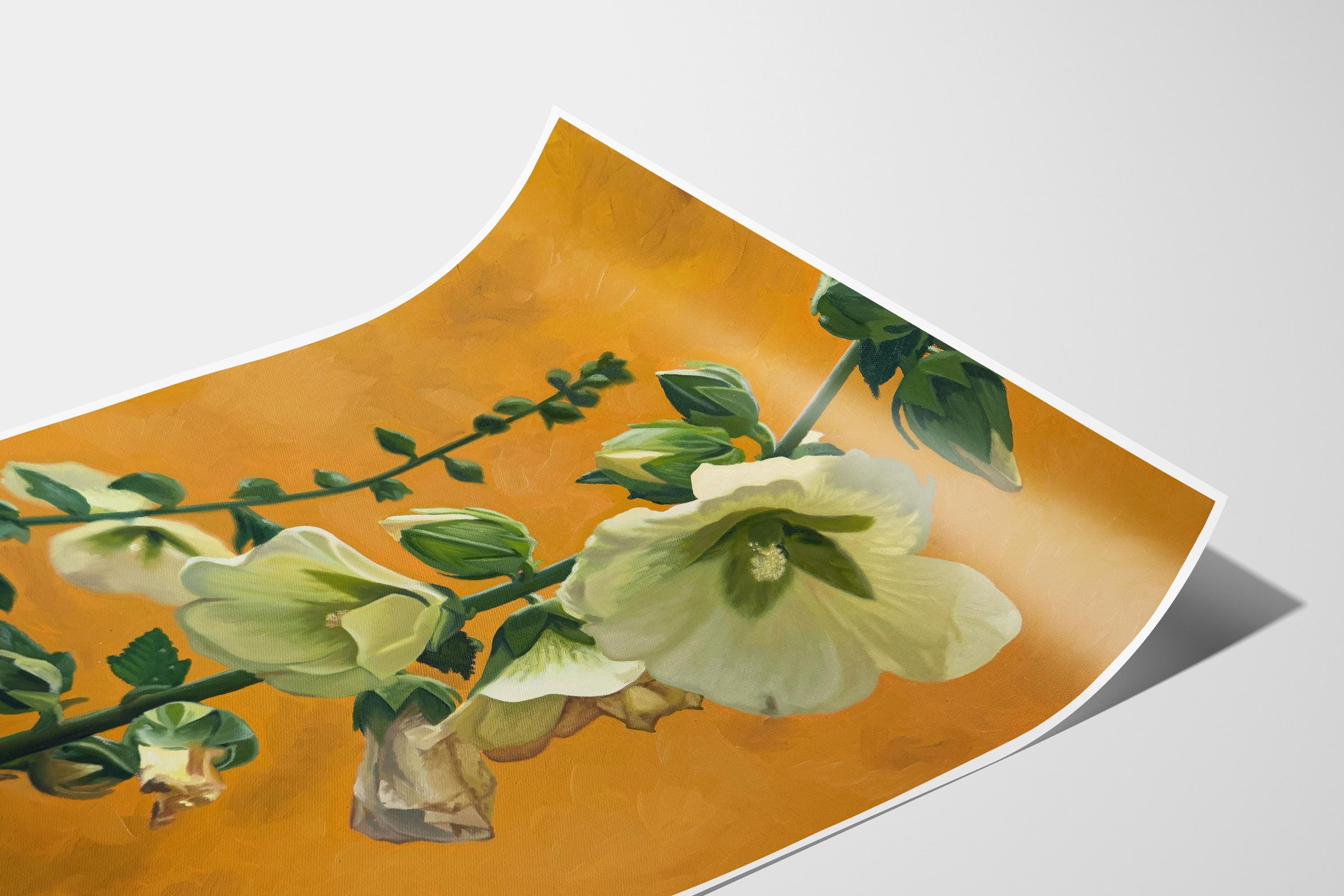 Hollyhock in Cream Oil Painting | Fine Art Print - Etsy