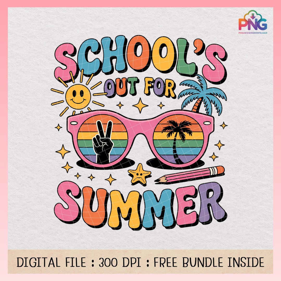 Teacher Summer PNG | School’s Out for Summer | Retro Groovy Teacher ...