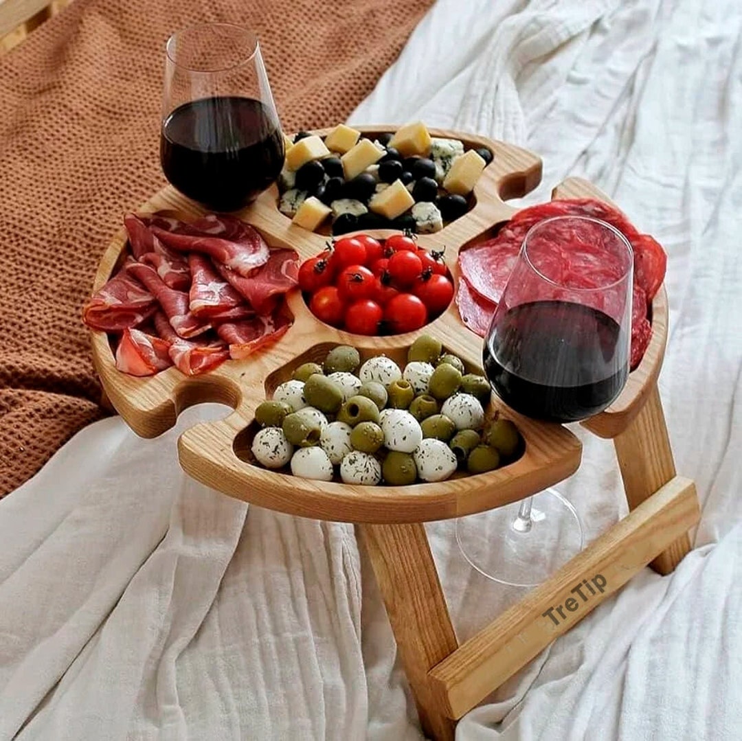 Outdoor Picnic Wine Table, Picnic Table, Wooden Portable Table, Folding ...