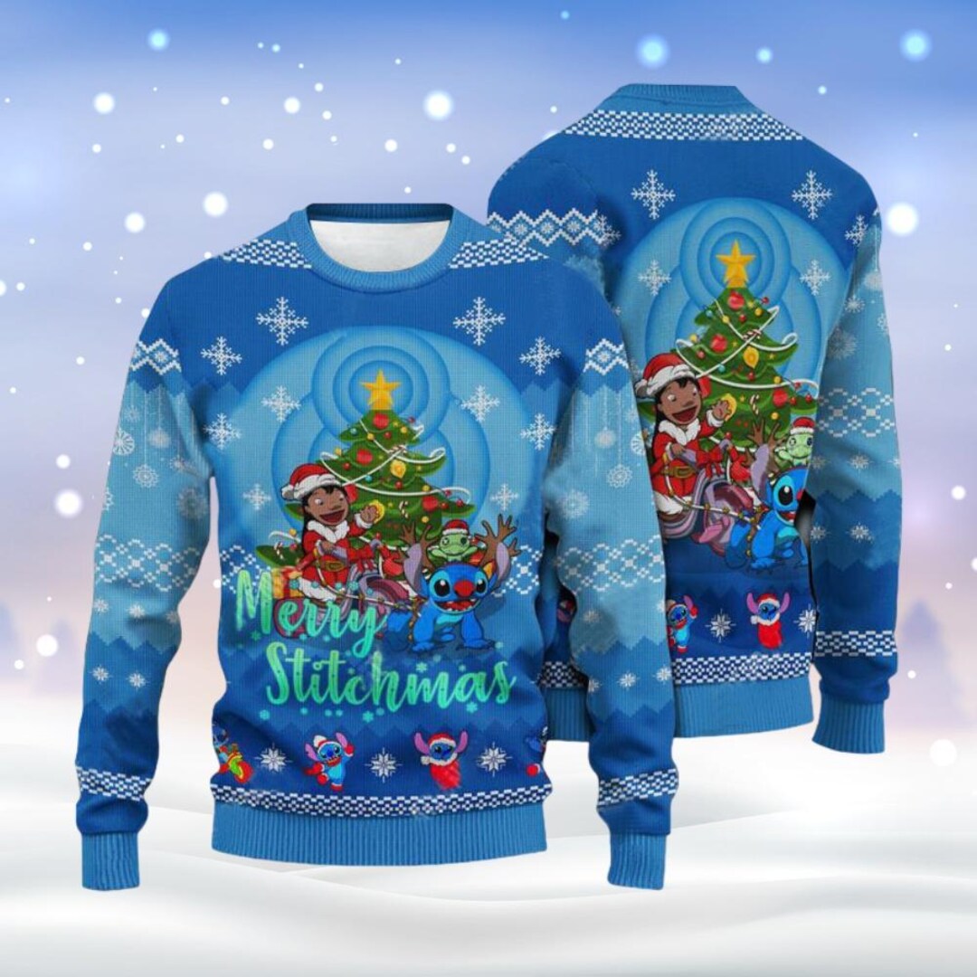 Stitch and Lilo Ugly Christmas Sweater, Merry Stitchmas Holiday Sweater ...