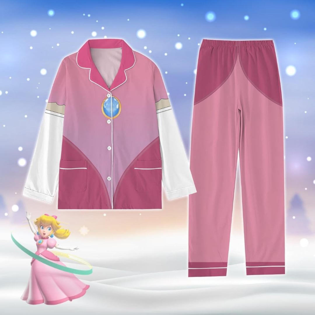 Princess Peach Cosplay Pajamas Set, Super Mario Women Pajamas, Mario ...